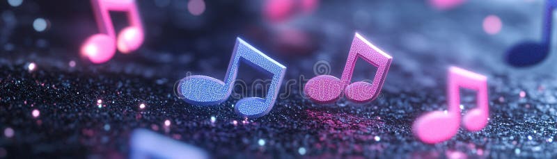 Glowing Musical Notes Vibrant Purple Pink Wave Stock Photos - Free ...