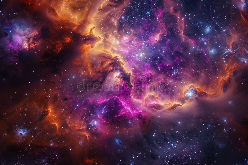 Neon Nebulae Swirling in a Cosmic Ballet of Light and Color Stock Photo ...