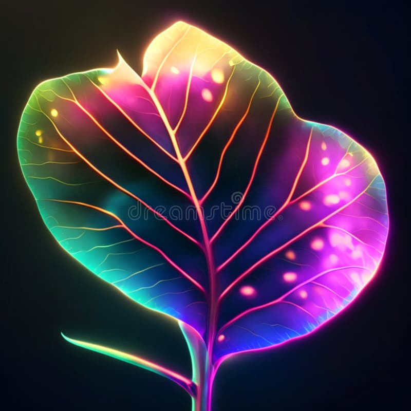 Neon Leaf. Realistic Illustration of Neon Leaf for Web Design ...