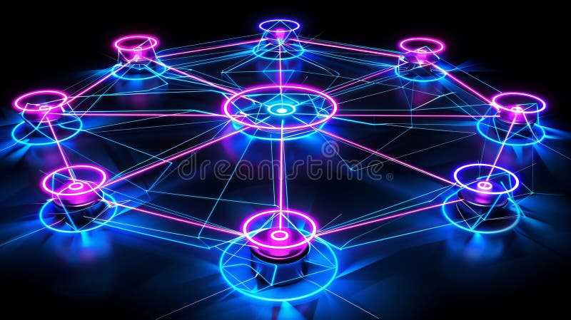 Neon Network Connection Abstract Background Concept Stock Illustration ...