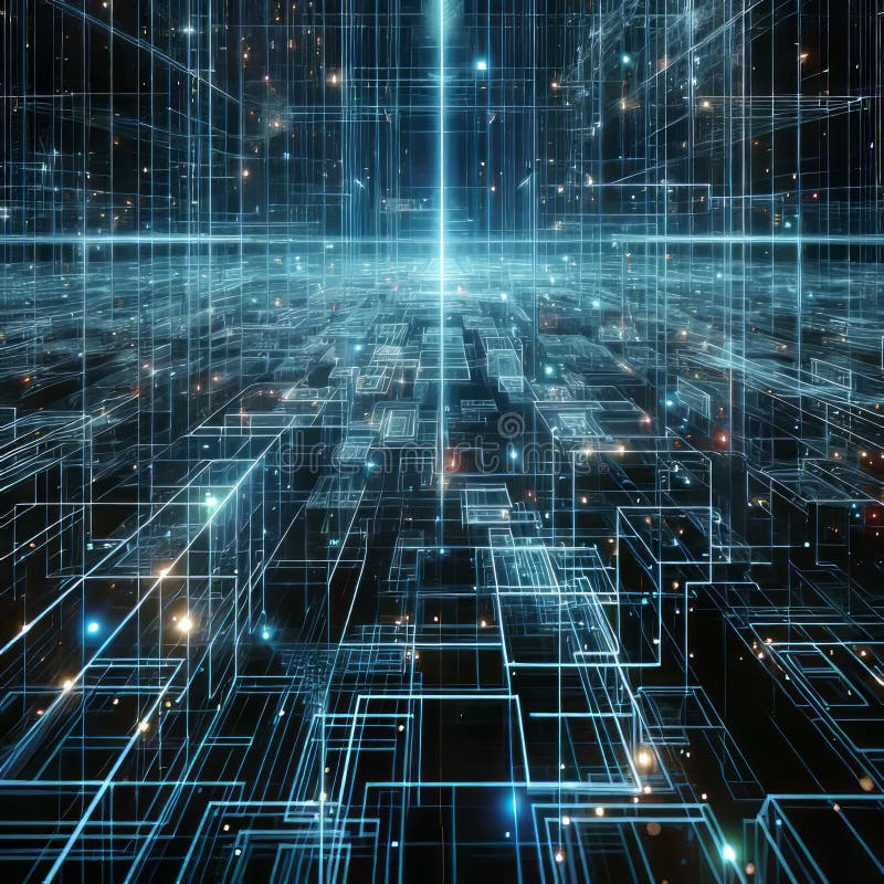 Neon Network an Expansive Network of Luminous Neon Grids and Stock ...