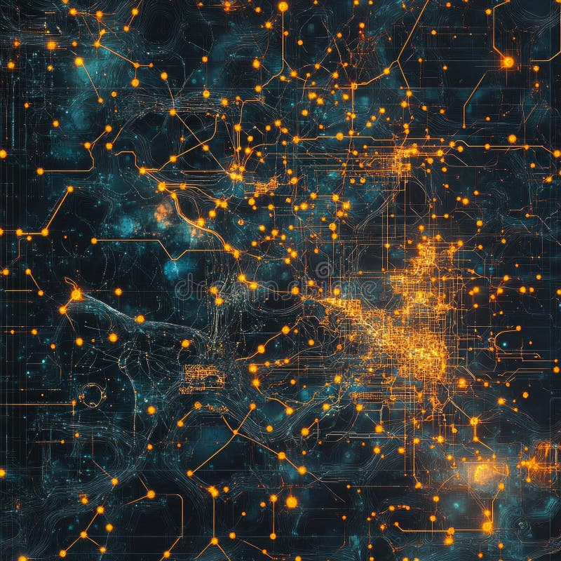 Neon Network: Glowing Circuitry Patterns Illuminate Digital Connections ...