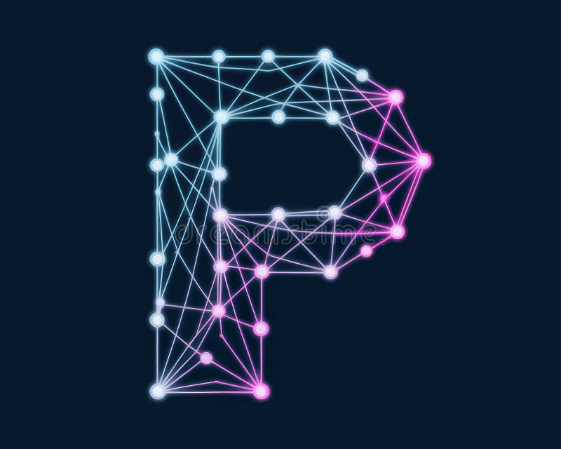 Neon Network Letter P: Abstract Tech Alphabet Stock Illustration ...