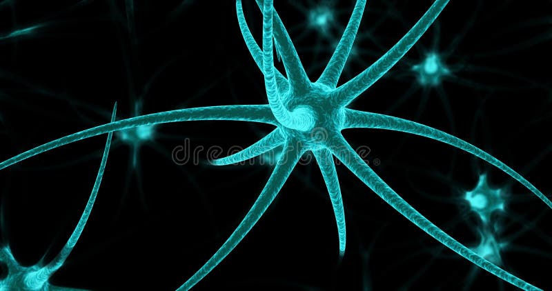 Neon Neuron Cells on the Black Background. Lopable Animation 4k. Stock ...