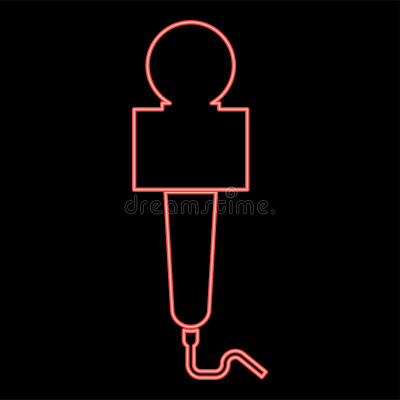 Neon News Microphone Red Color Vector Illustration Image Flat Style ...