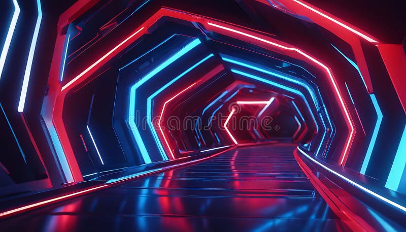 Neon Nexus: a Journey through Future Pathways Stock Illustration ...