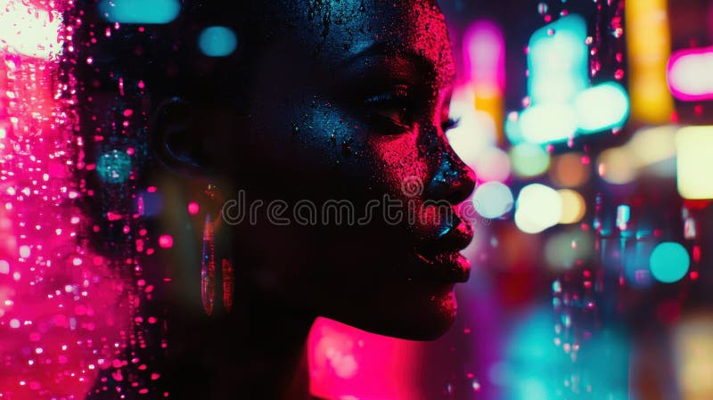 Neon Noir a Profile in Light and Shadow Stock Photo - Image of dark ...