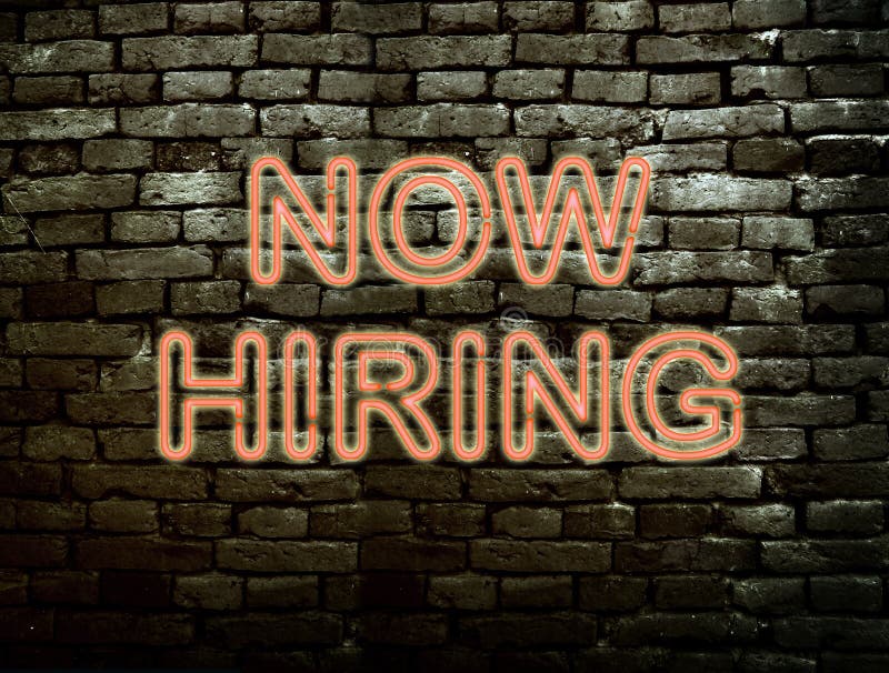 Neon Now Hiring sign stock image. Image of neon, economy - 163576859