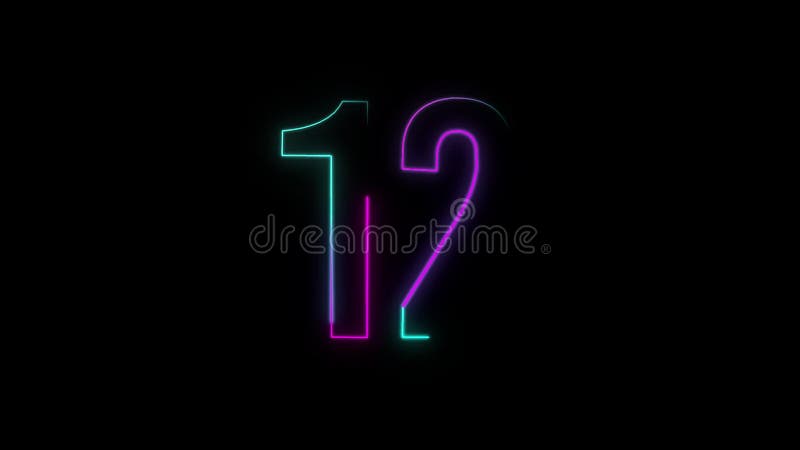 Neon Number 12 with Alpha Channel, Neon Numbers Stock Footage - Video ...