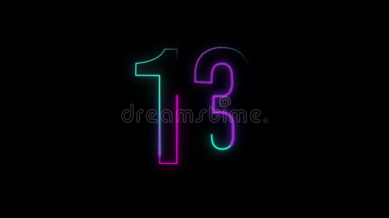 Neon Number 13 with Alpha Channel, Neon Numbers Stock Footage - Video ...
