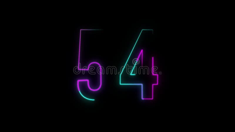 Neon Number 54 with Alpha Channel, Neon Numbers Stock Footage - Video ...