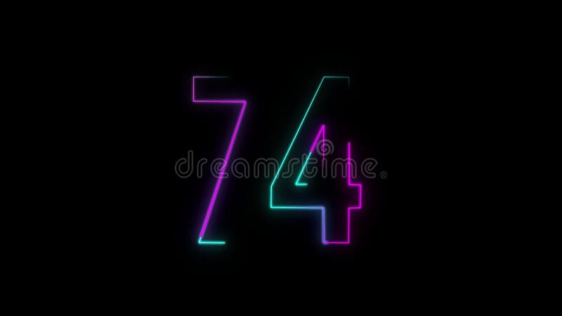 Neon Number 74 with Alpha Channel, Neon Numbers Stock Video - Video of ...