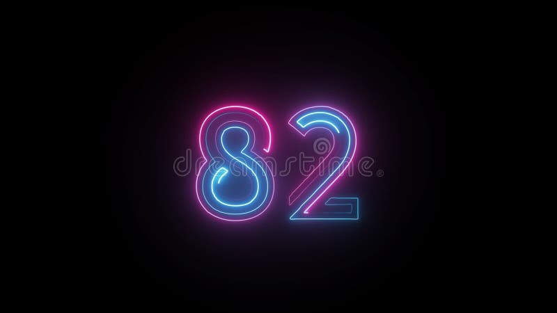 Neon Number 82 with Alpha Channel, Neon Numbers, Number Eighty Two ...