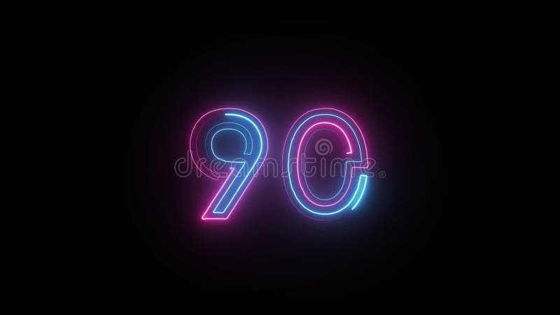 Neon Number 90 with Alpha Channel, Neon Numbers, Number Ninety Stock ...