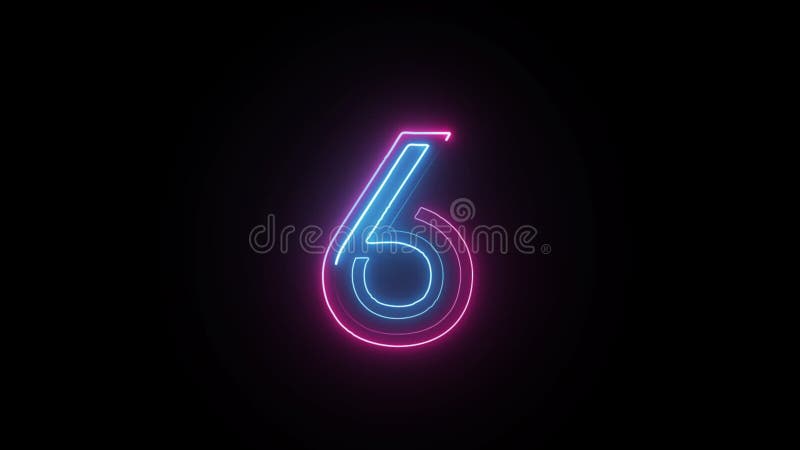 Neon Number 6 with Alpha Channel, Neon Numbers, Number Six Stock Video ...