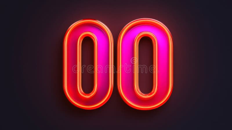 Neon Number 00, Double Zero. Glowing Pink Neon Sign on Dark Background ...