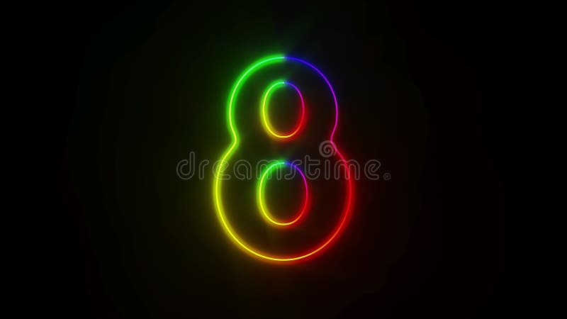 Number 8 Eight Cartoons Animation in Rotating Circle Border on Green ...