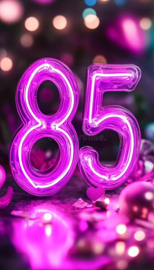 Neon Number 85, Eighty-Five, Birthday, Anniversary, Celebration ...