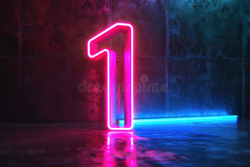 Neon Number One Dark Room Stock Photos - Free & Royalty-Free Stock ...