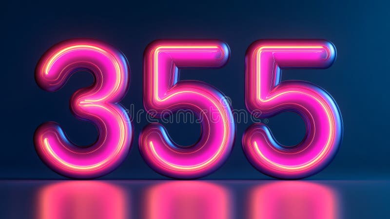 Neon Number 355, Three Hundred Fifty Five, Neon Sign, on Dark ...