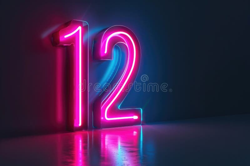 Neon Number Twelve Sign stock image. Image of communication - 371328953