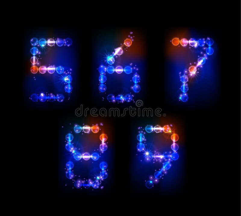 Numbers Set Made Of Neon Light Stock Vector - Illustration of font ...