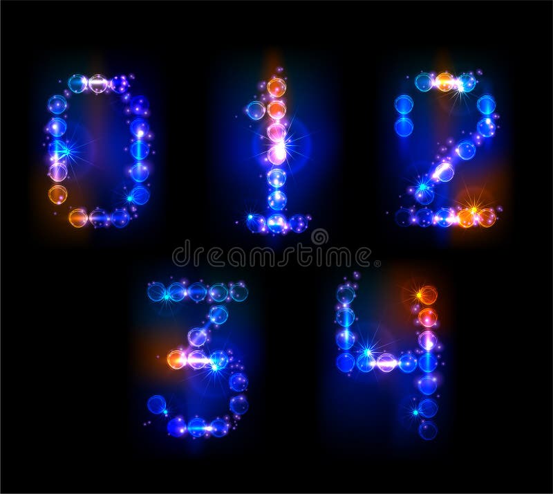 Neon numbers stock vector. Illustration of font, isolated - 37853208