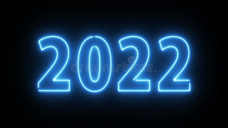 2022 Neon Numbers Appear on a Black Background. Stock Video - Video of ...