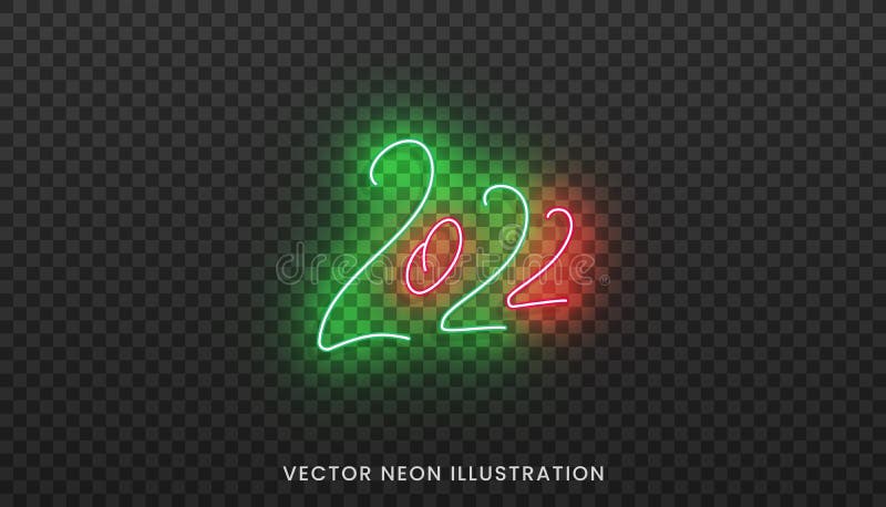 2022 Neon Numbers. Bright Colorful Script Numbers for New Year 2022 ...