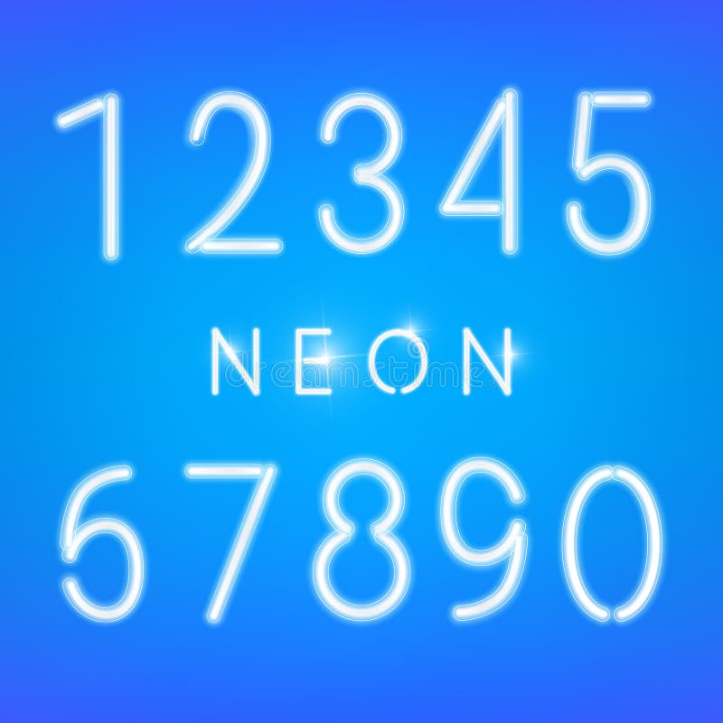 Neon Numbers. Glowing Typeset Stock Vector - Illustration of color ...