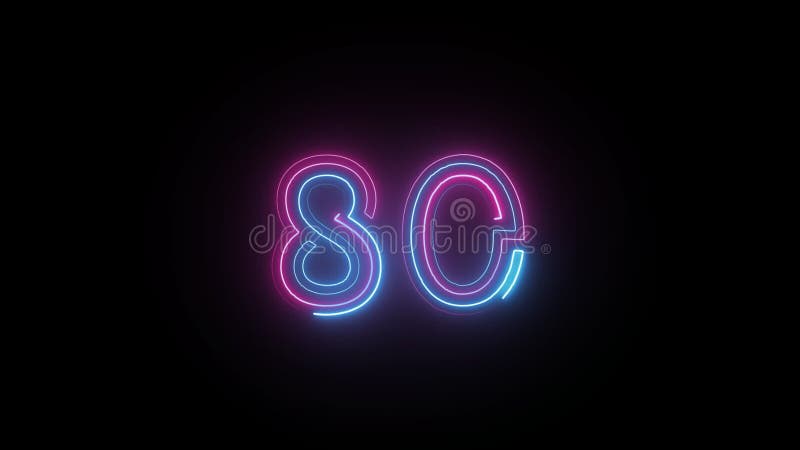 Neon Numeral 80 with Alpha Channel, Neon Digits, Number Eighty Stock ...
