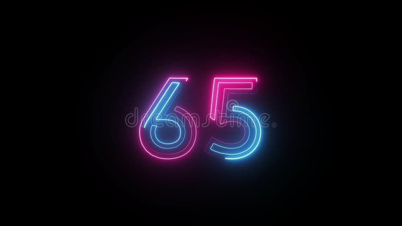 Neon Numeral 65 with Alpha Channel, Neon Digits, Number Sixty Five ...