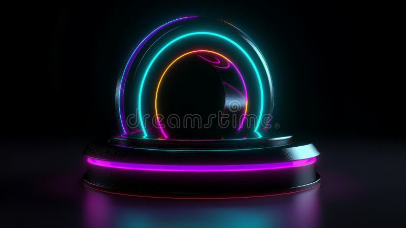 A Neon Object Glowing Brightly Against a Dark Background. Generative Ai ...
