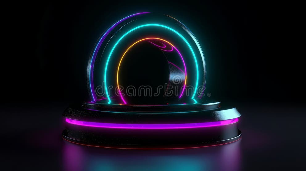 A Neon Object Glowing Brightly Against a Dark Background. Generative Ai ...