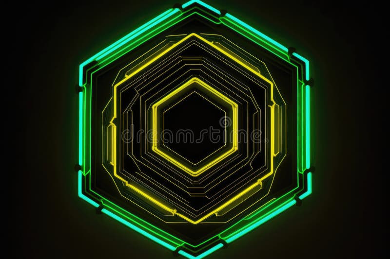 Neon Octagon Outline on a Black Background. Generative AI Stock ...