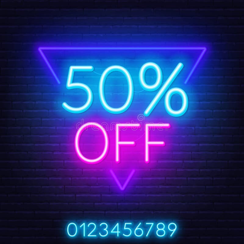 Neon Offer Template For Discount On Sale. Stock Vector - Illustration ...