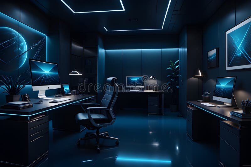 Neon Office Emanating an Atmosphere of an Excellent Workspace Generated ...