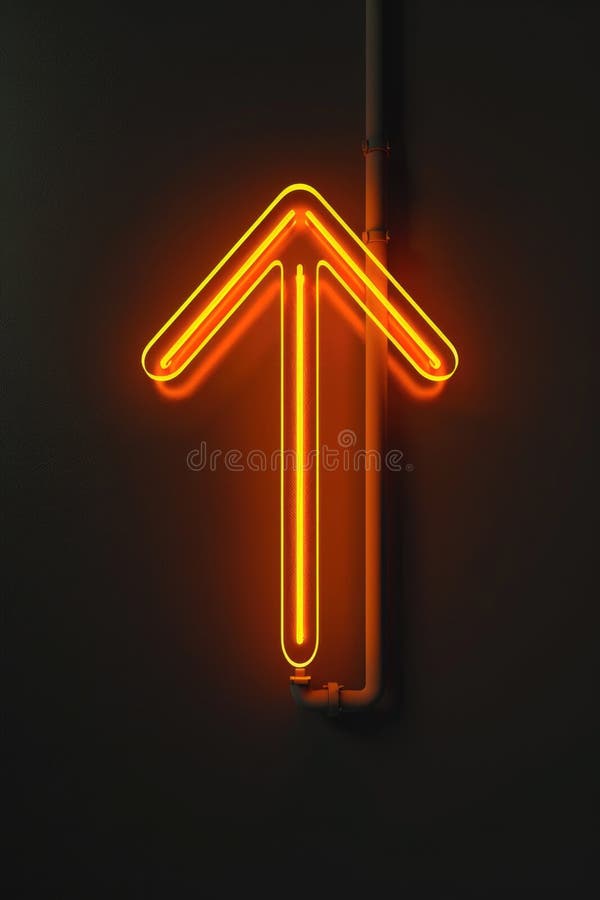 Neon Open Arrow Sign stock photo. Image of design, innovation - 371455934