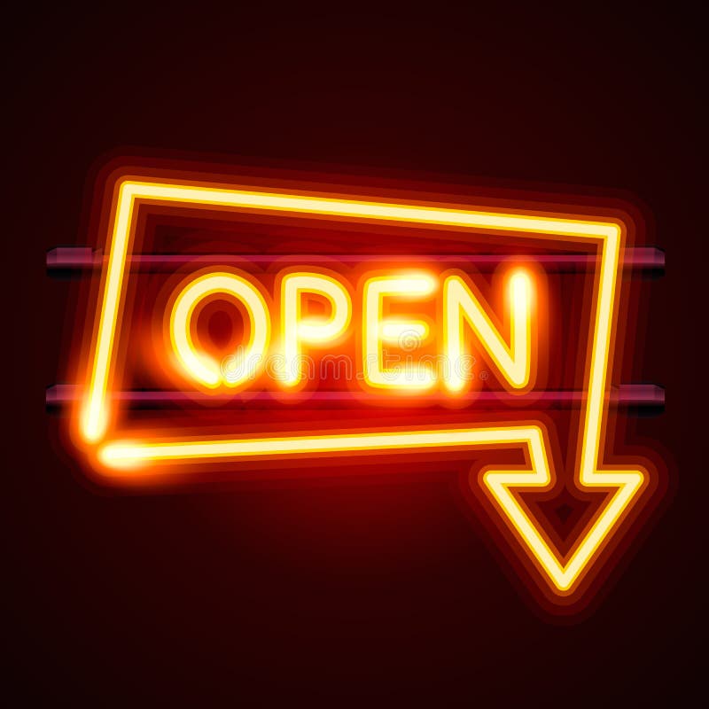 Neon open frame arrow. stock vector. Illustration of black - 100414336