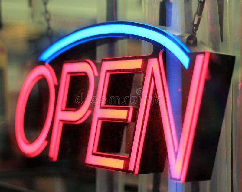 Neon Open Sign stock photo. Image of logo, electric, decor - 45361292