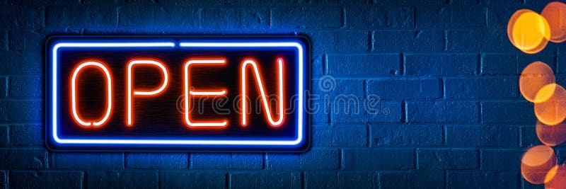 Neon Open Sign - Shop Local Concept Stock Illustration - Illustration ...