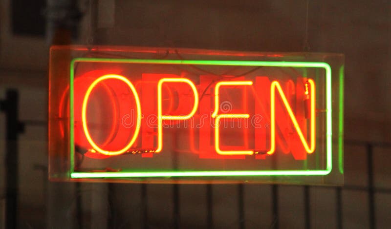Neon "open" Sign in a Shop Window Stock Photo - Image of black, display ...