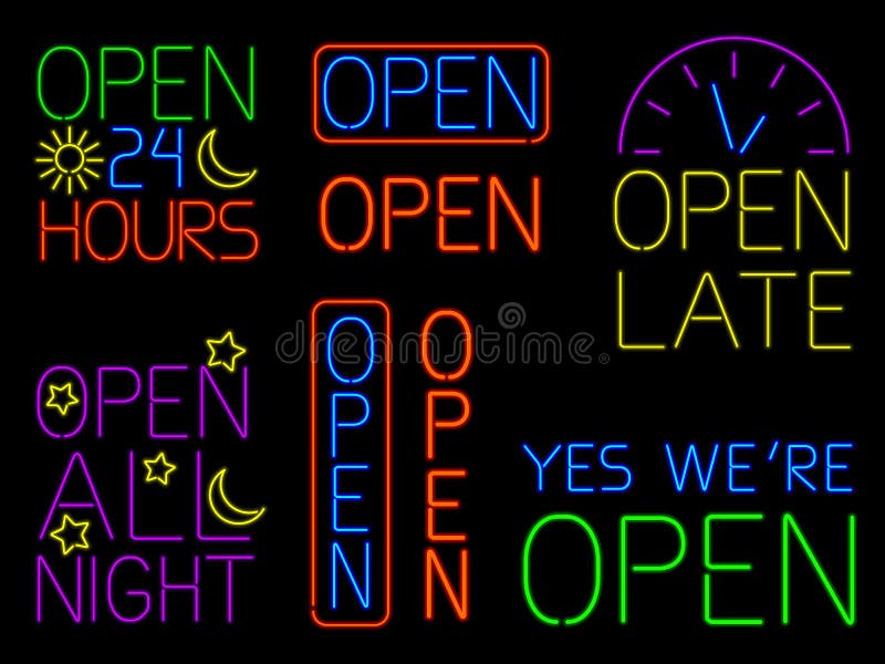 Open till late neon sign stock image. Image of dark, light - 14129205
