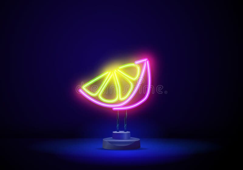 Neon Orange and Lemon Icons in Different Colors on a Dark Background ...