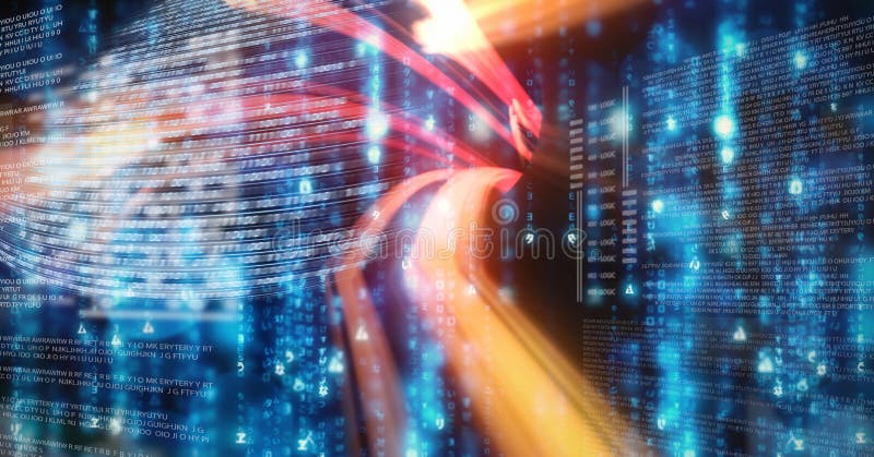 Neon orange light trails stock image. Image of software - 216179645