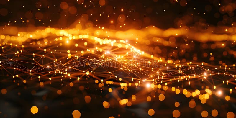 Neon Orange Lights Symbolizing Data Transfer and Integration on Dark ...