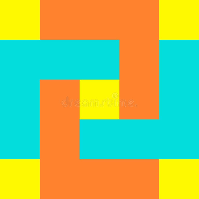 Neon Orange and Turquoise Interlocking Rectangles Stock Illustration ...