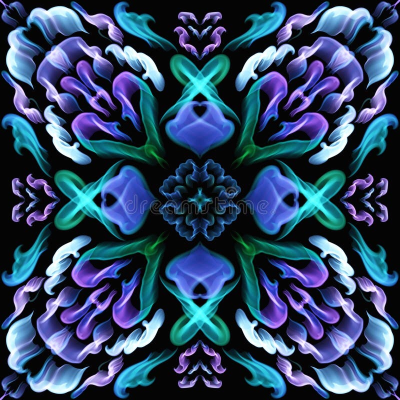 Neon Ornament on Black Background.Seamless Pattern Stock Illustration ...