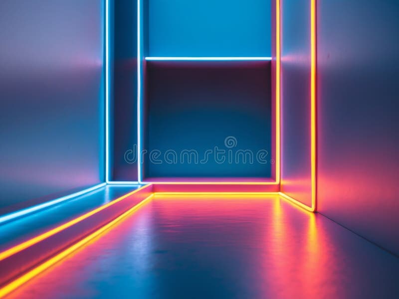 Neon Outline Effect Scene with Outline with Contrasts. Stock Photo ...