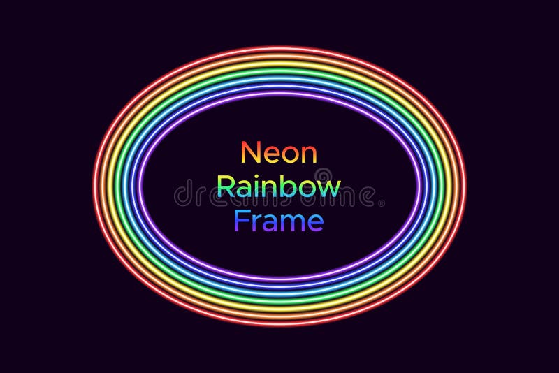 Neon Ovaal Kader in Regenboogkleur Vector Illustratie - Illustration of ...